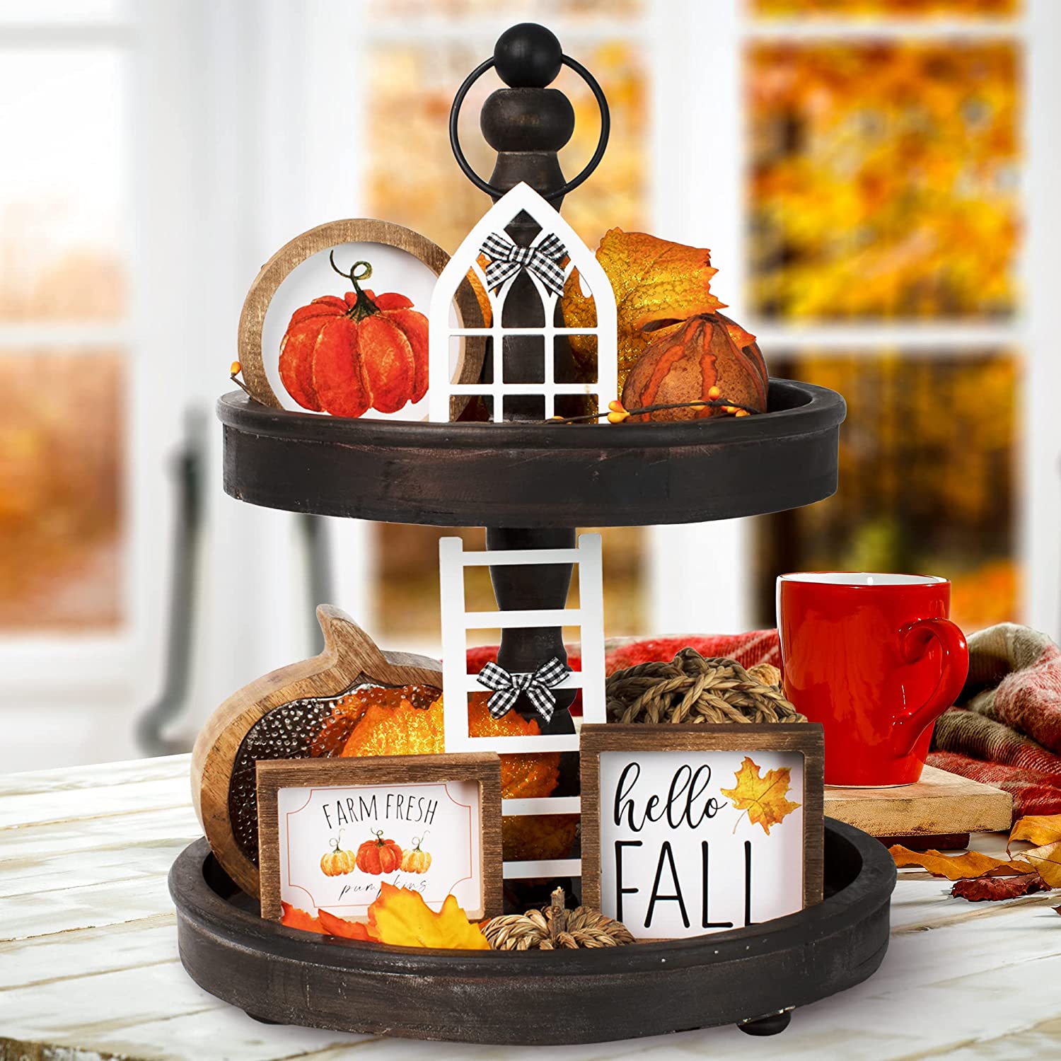 15 Fall Tiered Tray Decor Ideas - Kiwi & Plums 15 Fall Tiered Tray Decor Ideas - Kiwi & Plums